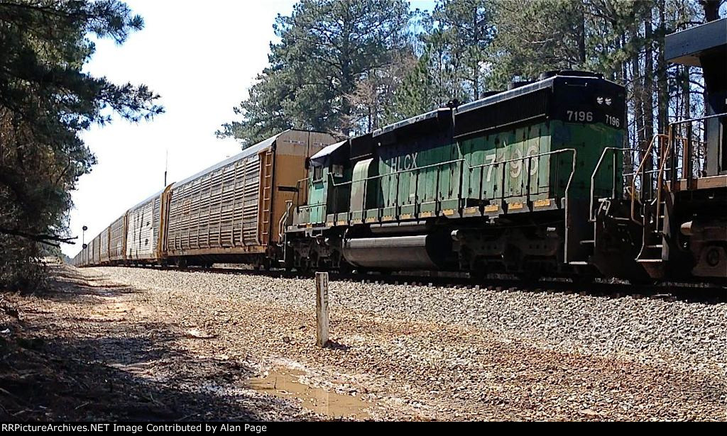 HLCX SD40-2 7196 runs second